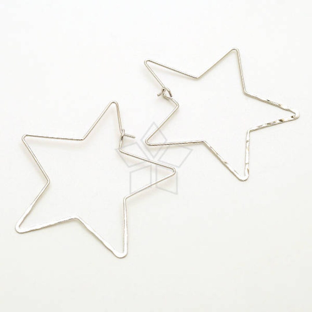 EA-231-OR / 2 Pcs - Hammered Star Wire Earring Hooks, Hoop Earrings ...