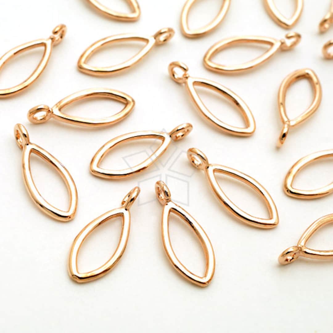 PD-2355-RG / 4 Pcs - Dainty Open Almond Charms, Outlined Marquise ...