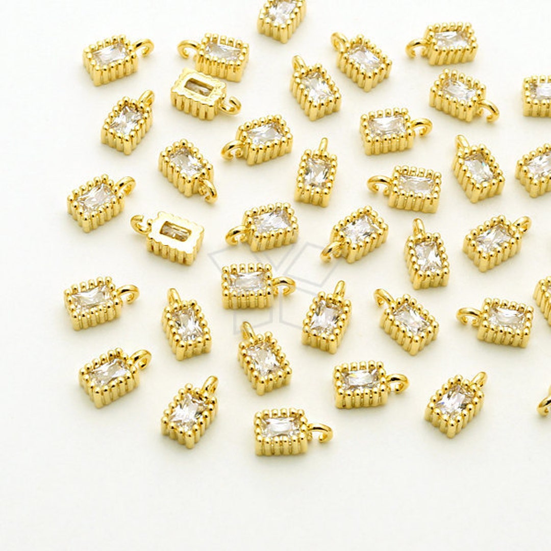 PD-1876-GD / 4 Pcs - Very Tiny Square Charms, Small Rectangle Pendant ...