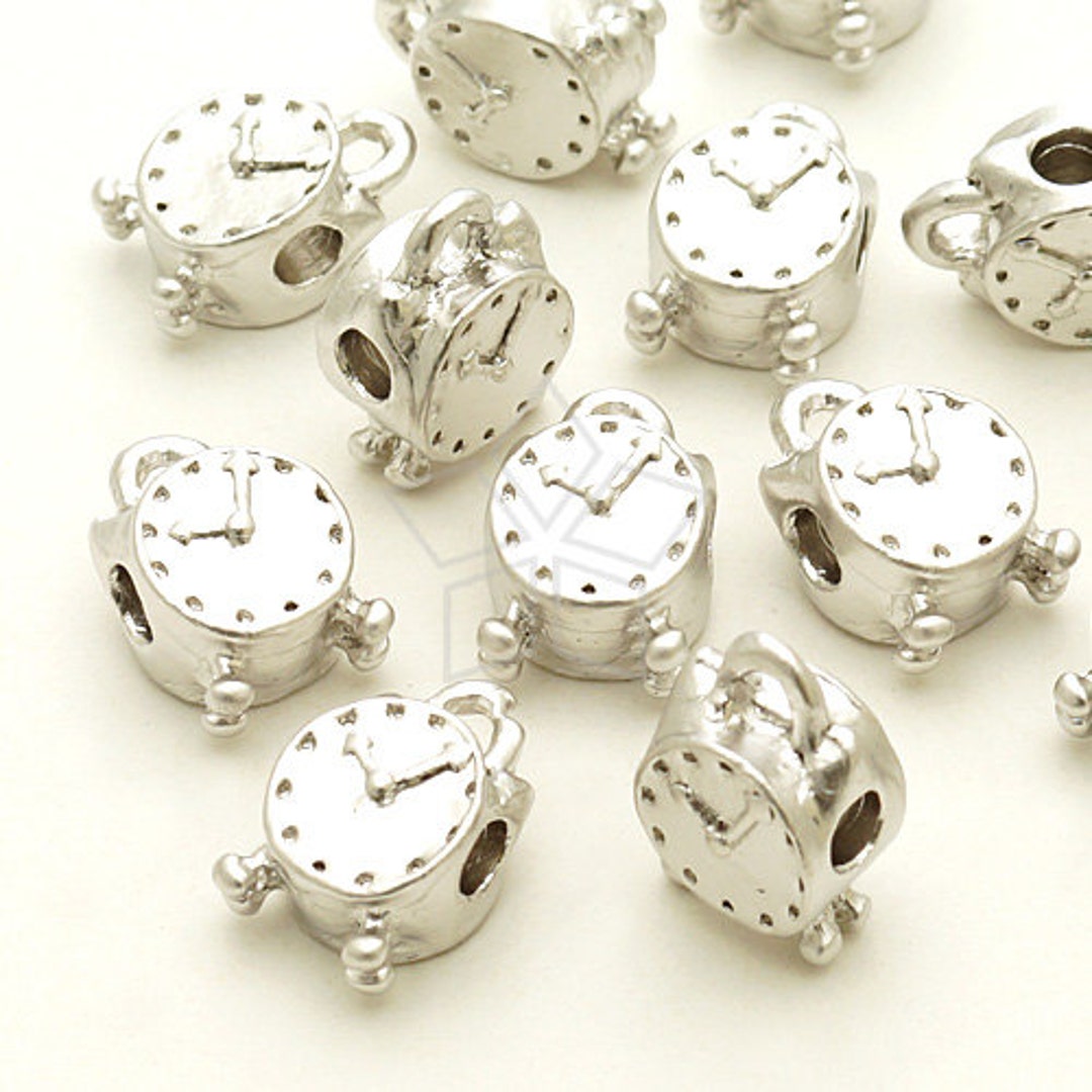ME-202-MS / 2 Pcs - Table Clock Metallic Bead Floating Charm Pendant ...