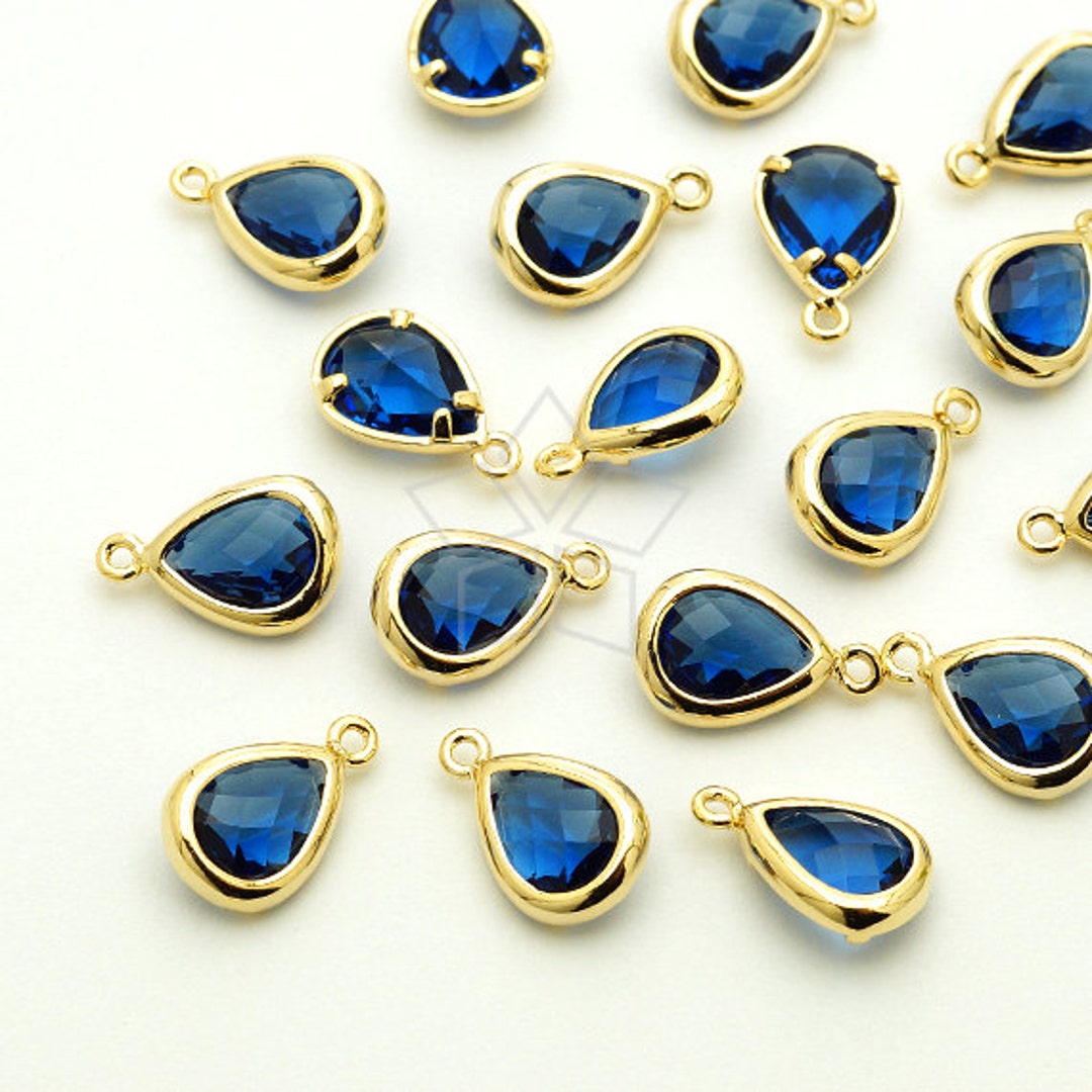 PD-1677-GD / 2 Pcs - Birthstone Charms, September Birthstone, Sapphire ...