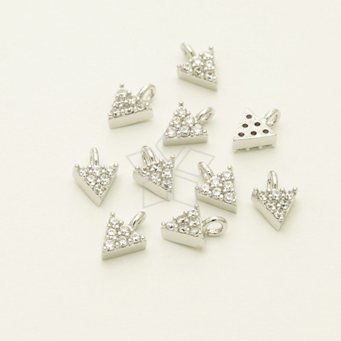 PD-1356-OR / 2 Pcs - Mini CZ Triangle Pendant, Tiny Arrow Charm, Silver ...