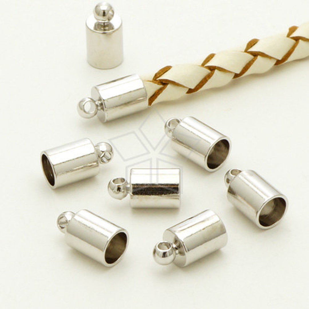FE-003-OR / 10 Pcs - 5mm End Caps With Loop - Leather End Caps, Silver ...