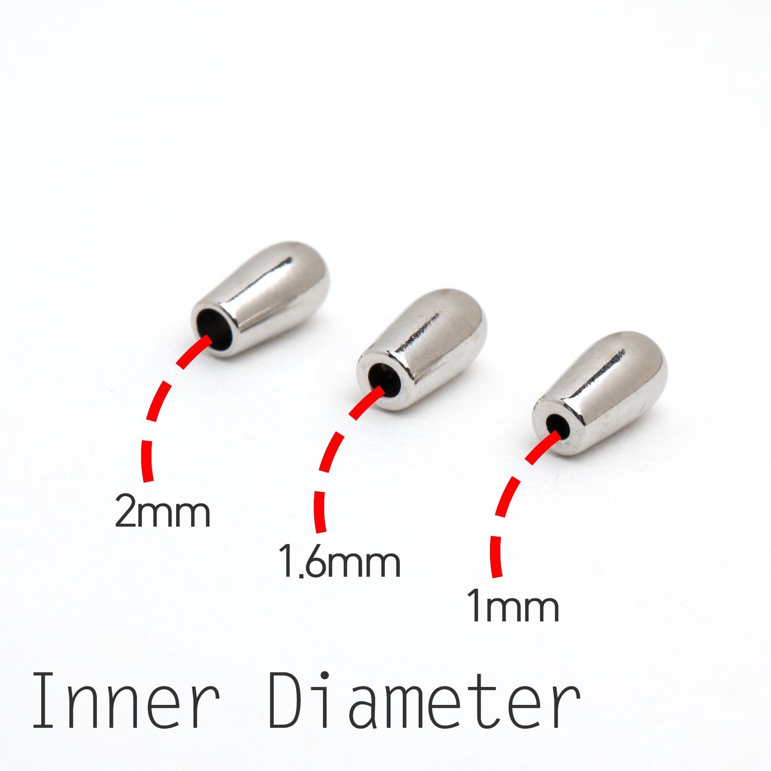 FE-071-OR / 2 Pcs - Tear Drop Shaped Cord End Cap in Rhodium for ...
