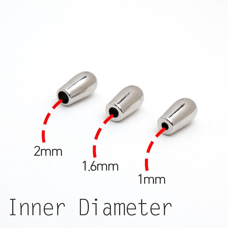 FE-071-OR / 2 Pcs - Tear Drop Shaped Cord End Cap in Rhodium for ...