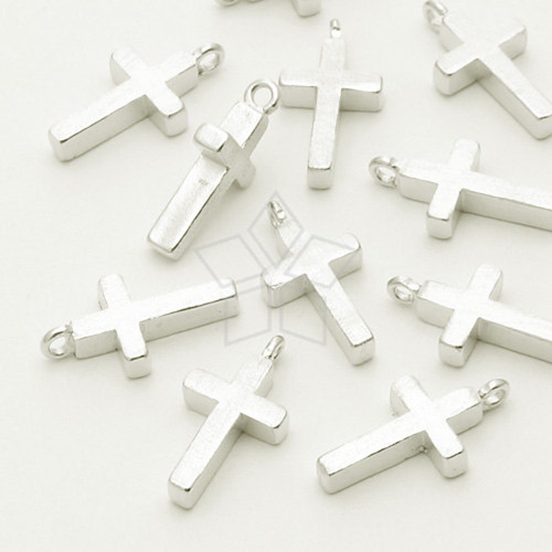 PD-642-OR / 2 Pcs - NEW Mini Cross Charm, Cross Pendant, Silver Plated ...