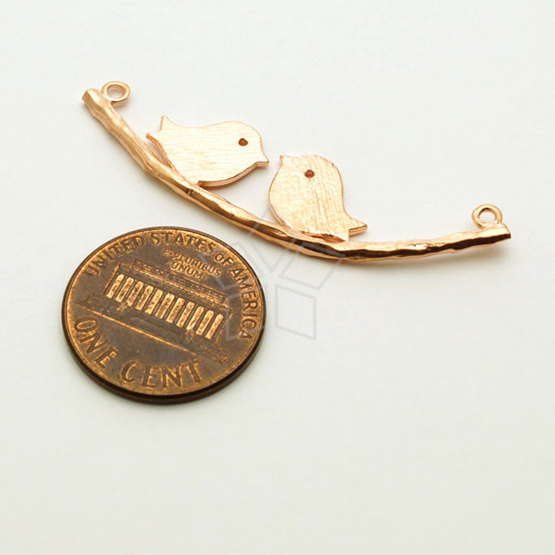 PD-1640-MR / 2 Pcs - Sideways Two Birds Pendant, Two Loops Twin Couple ...