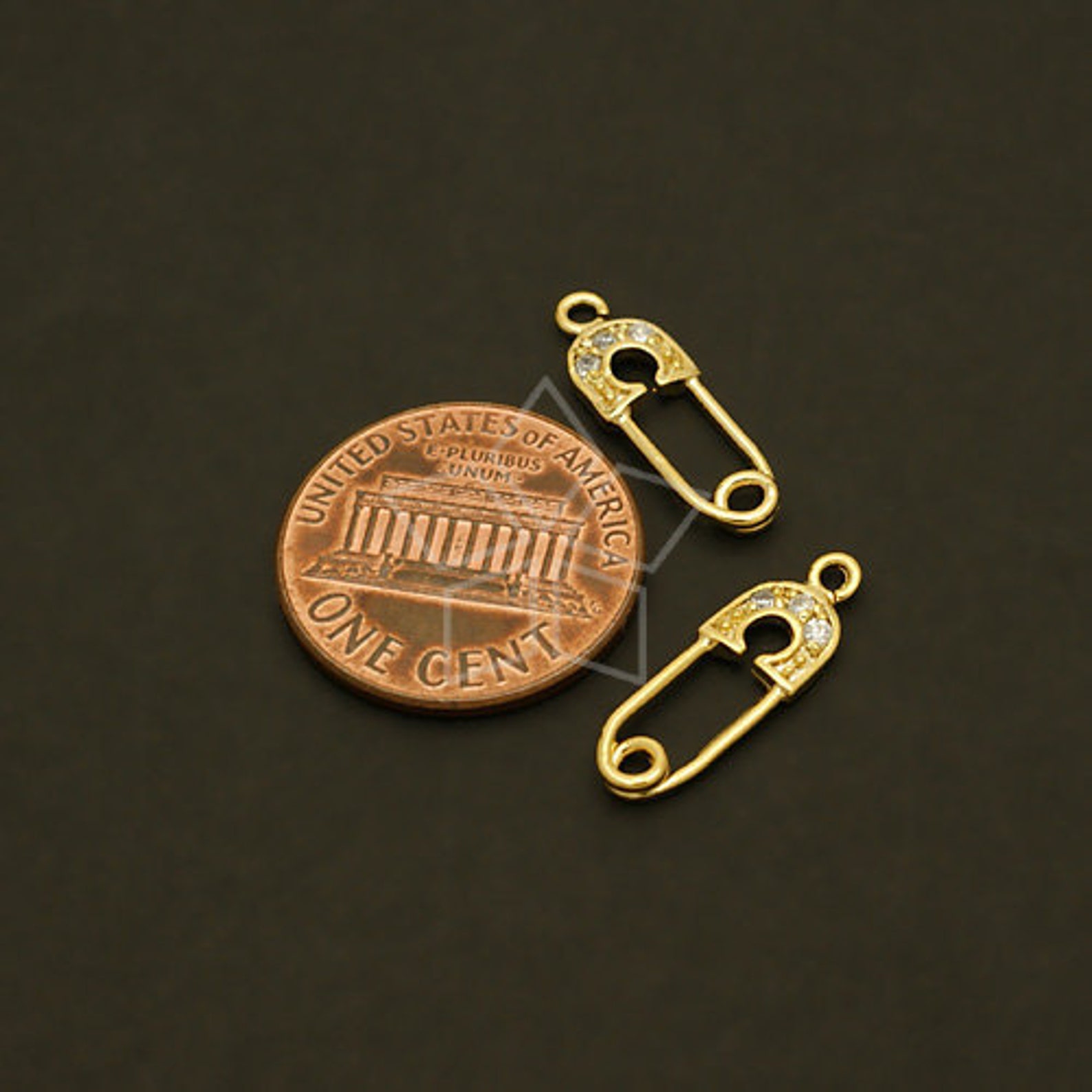 PD-240-GD / 2 Pcs Mini Jewel Pin Charms Small Safety Pin | Etsy