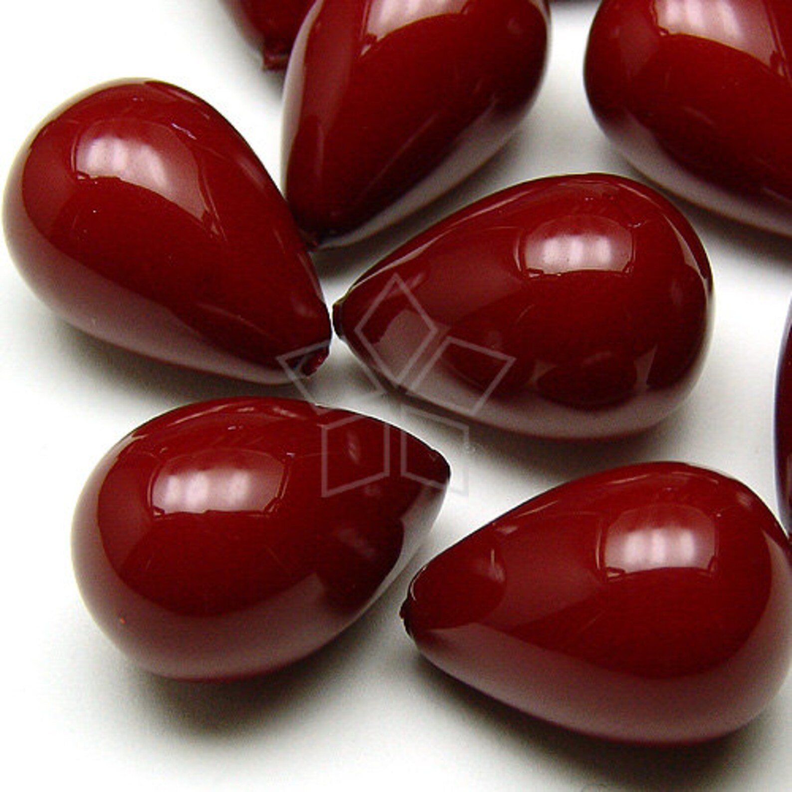 PL-035-RD / 2 Pcs red Tear Drop Shell Pearl Half-drilled | Etsy