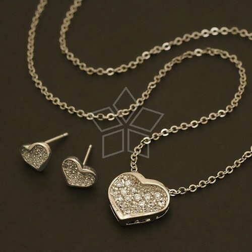 SI-434-OR / 2 Pcs Bling-Bling Heart Earrings CZ Heart Ear | Etsy