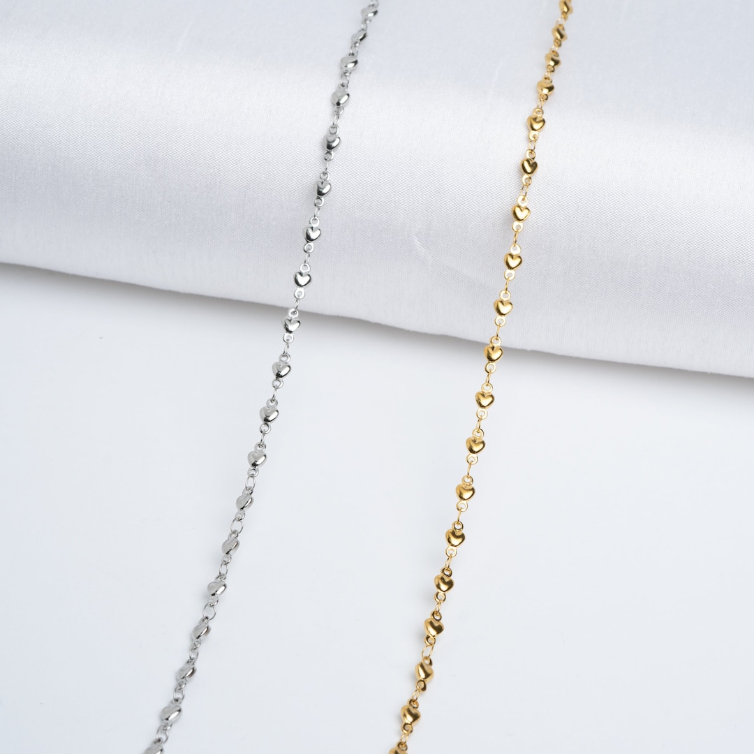 SS25 / 1 Meter - Stainless Steel Chain, Mini Hearts Connected Surgical ...