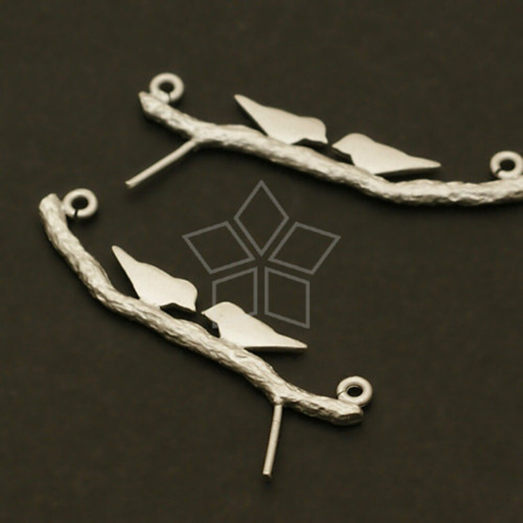 PD-276-MS / 2 Pcs - Sideways Two Birds Pendant, Two Loops Twin Couple ...