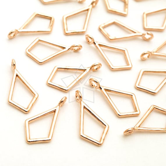 PD-2352-RG / 4 Pcs Dainty Open Diamond Charms Outlined | Etsy