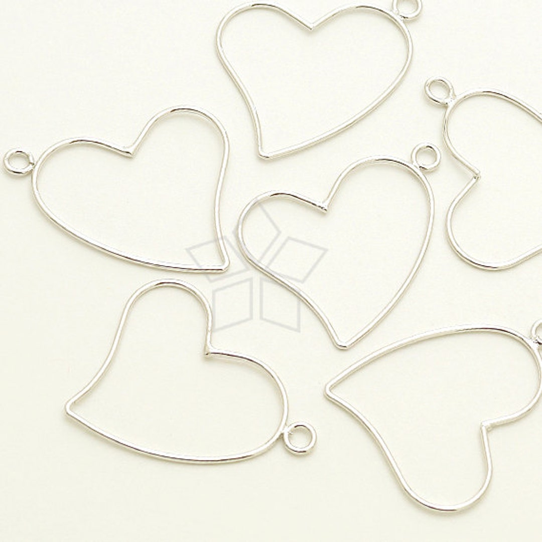 PD-1777-OR / 4 Pcs - Thin Wire Heart Pendant, Open Heart Charm, Love ...