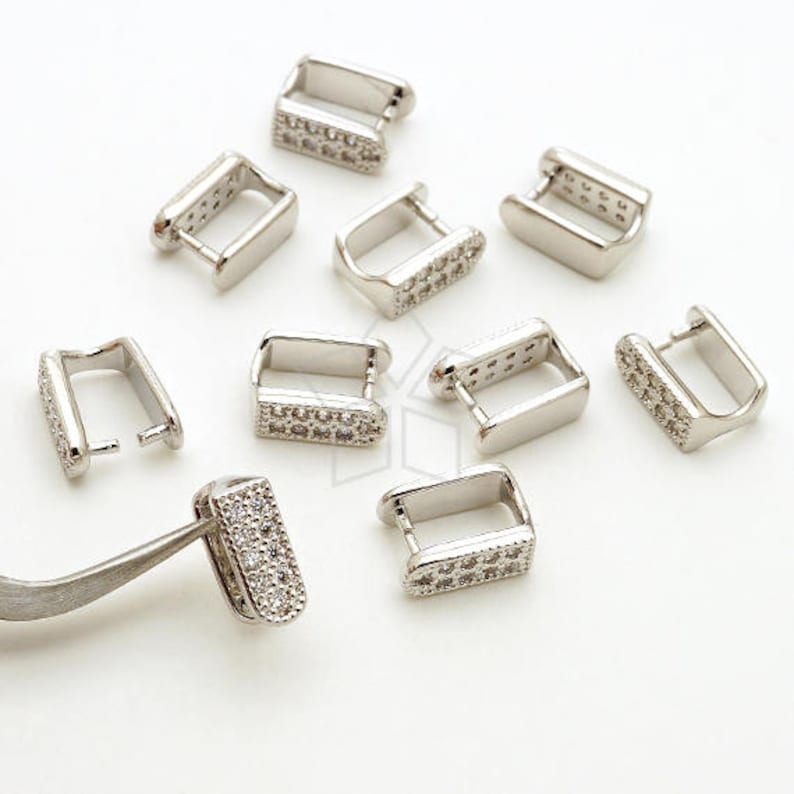 PS-089-OR / 2 Pcs CZ Square Pinch Bail for Necklace Pinch - Etsy