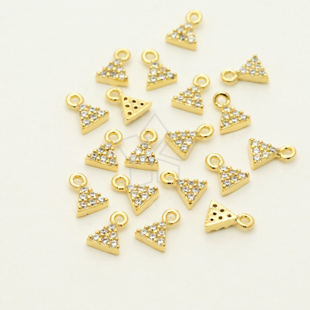 PD-1251-GD / 2 Pcs - Tiny Mini CZ Charm Pendant (triangle), Small ...