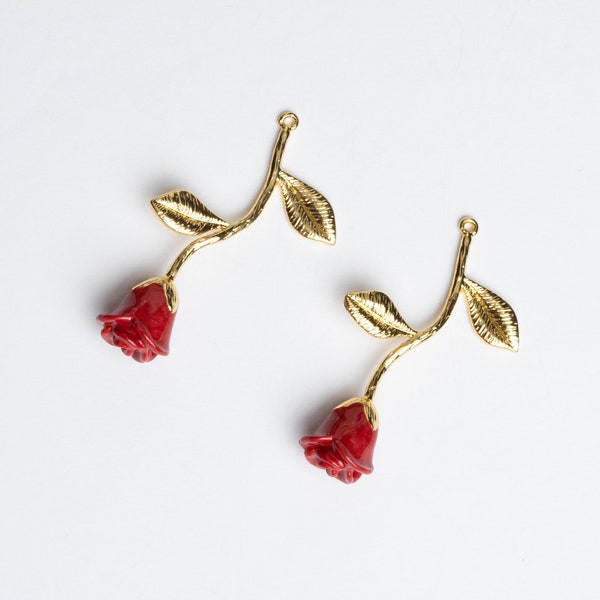 Red Rose Charm - Etsy