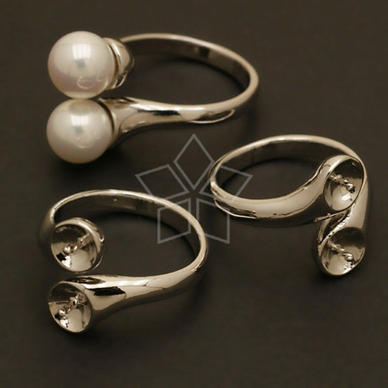 RR-010-OR / 2 Pcs Double Pearl Cups Ring Base adjustable - Etsy