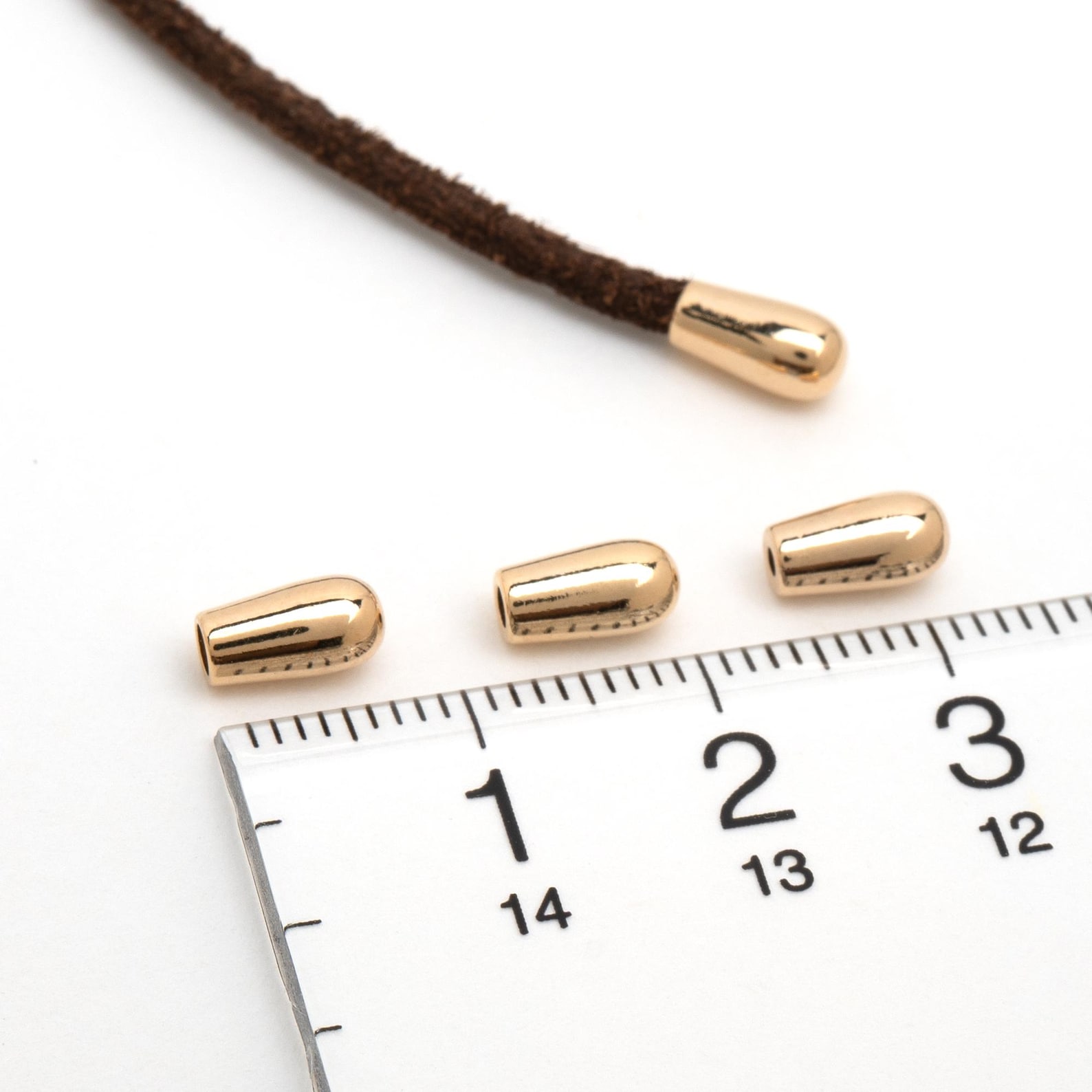 FE-073-GD / 2 Pcs - Tear Drop Shaped Cord End Caps in Gold for Leather ...