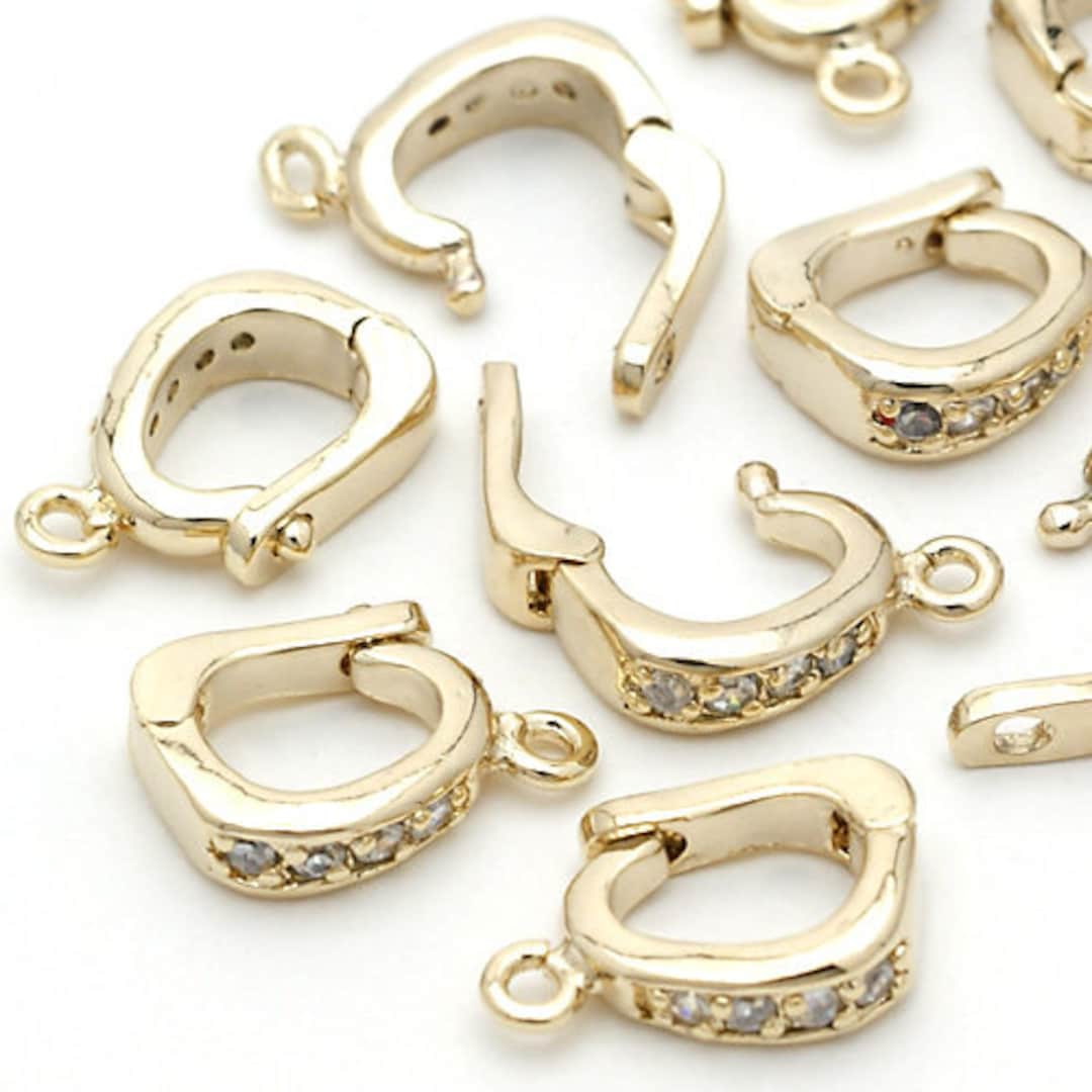 PS-024-GD / 2 Pcs - Pendant Bail Connector, Enhancer Clasp Hanger With ...