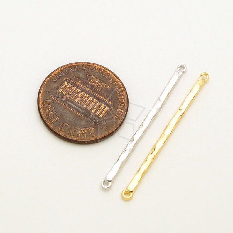 AC-655-GD / 2 Pcs - Thin Hammered Stick Sideways Connector, Long Bar ...