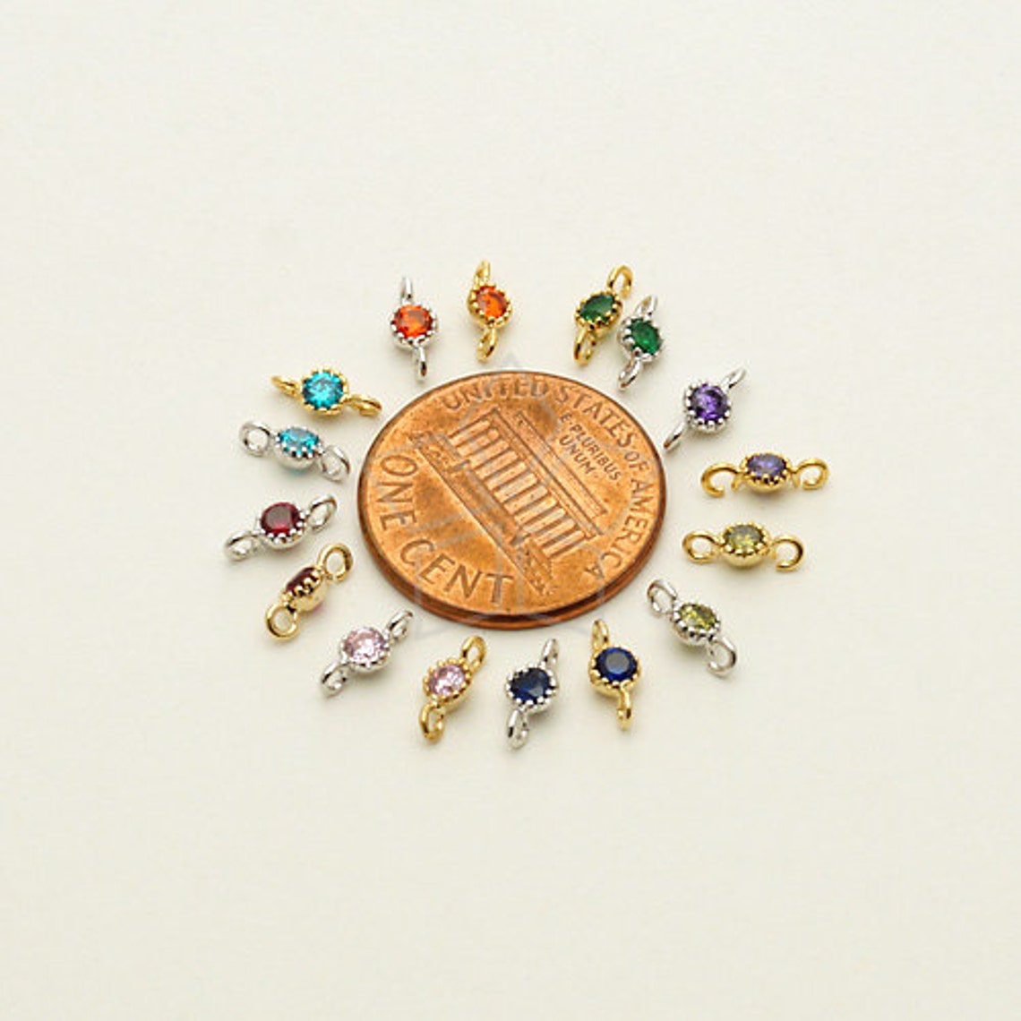 PD-747-OR / 4 Pcs Very Tiny Round CZ Connector rose Pink - Etsy