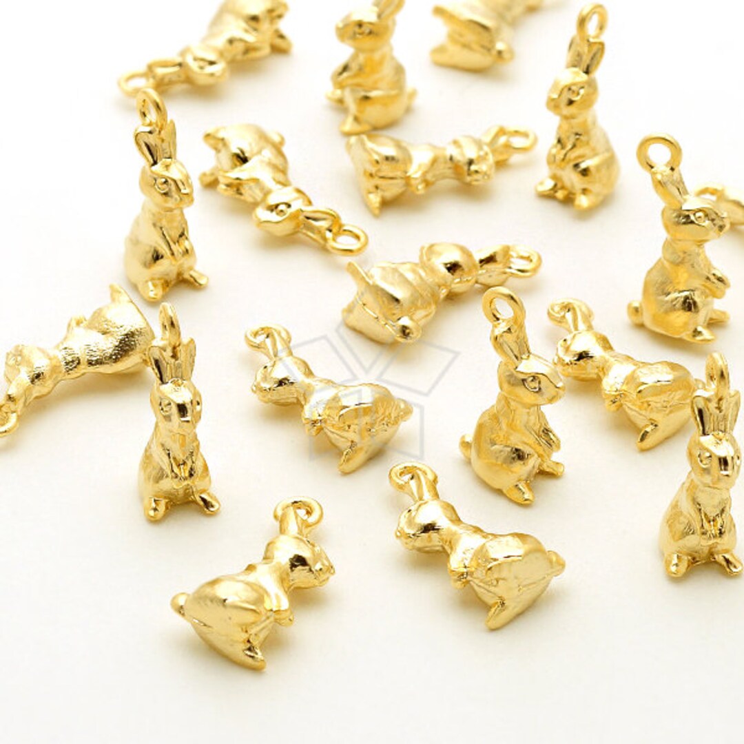 PD-1965-MG / 2 Pcs - Tiny Rabbit Charms, Miniature Rabbit Charms, 3D ...