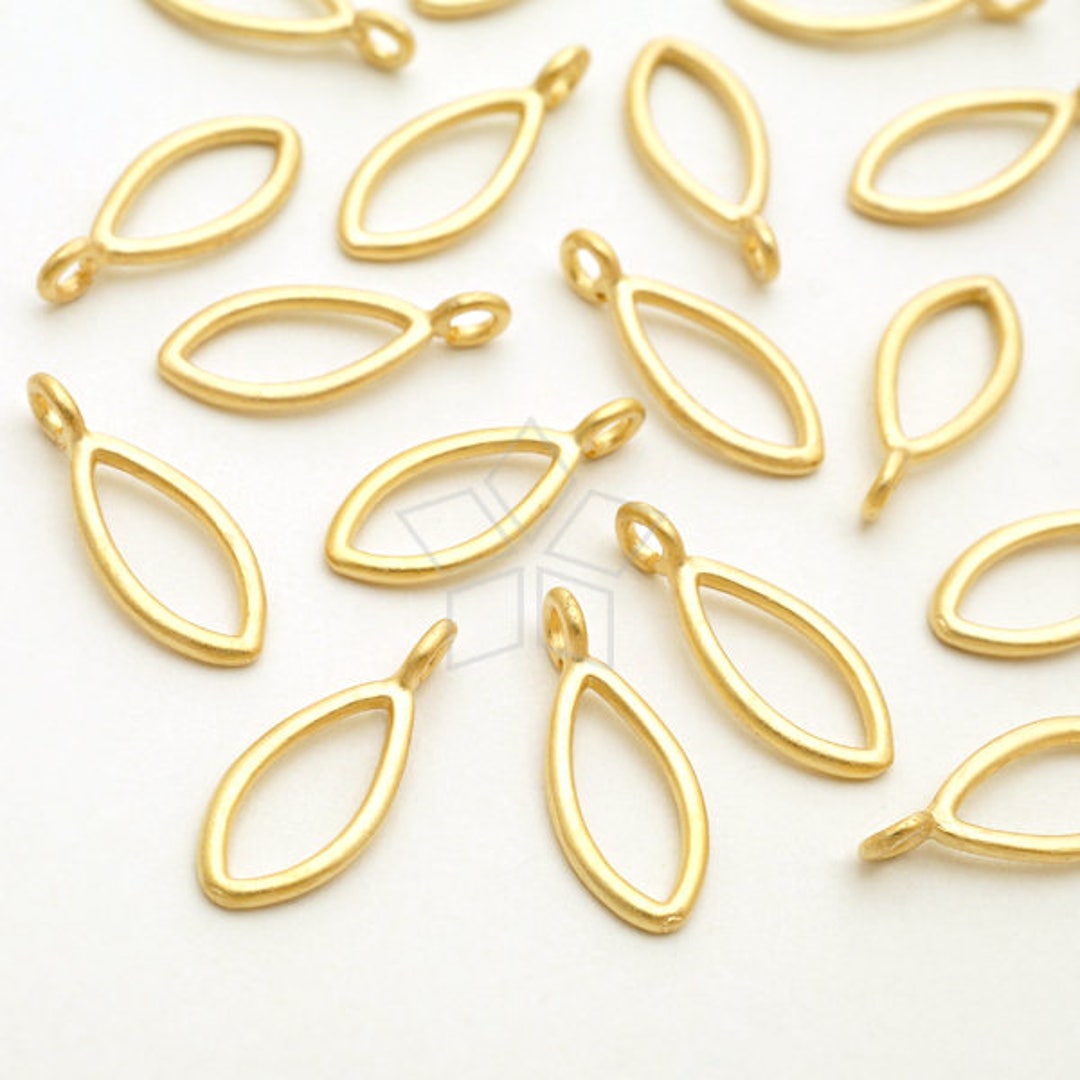 PD-2354-MG / 4 Pcs - Dainty Open Almond Charms, Outlined Marquise ...