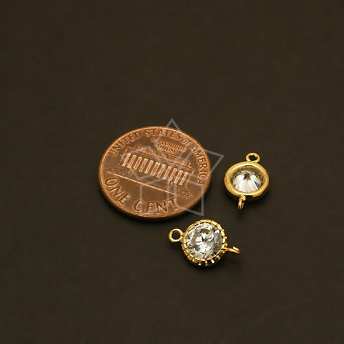 AC-438-GD / 4 Pcs Vintage Round CZ Connector Two Loop Cubic | Etsy