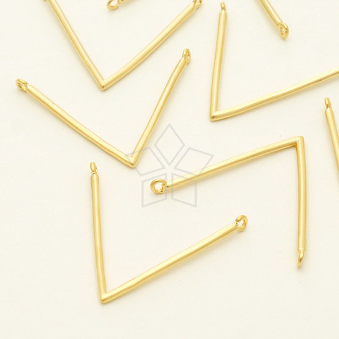 PD-1102-MG / 2 Pcs - Two Loops V Shape Pendant, Sideways V Shape ...