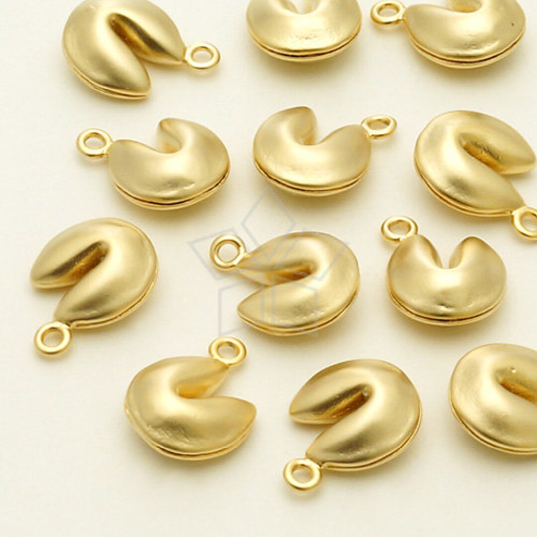 PD-012-MG / 2 Pcs - Fortune Cookie Charm Pendant, Matte Gold Plated ...