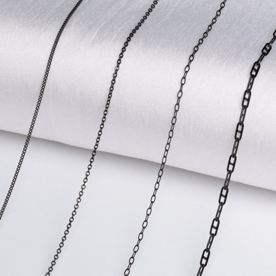 SS01 / 1 Meter - Black Stainless Steel Chain for Black Jewelry Necklace ...