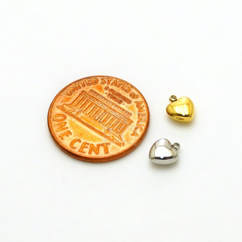 SG140 / 2 Pcs - Stainless Steel Tiny Heart Charm, Mini Heart Pendant ...