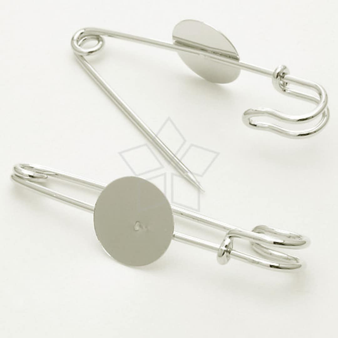 PN-003-OR / 2 Pcs - Brooch Pin Backs Findings With Round Pad, Silver ...