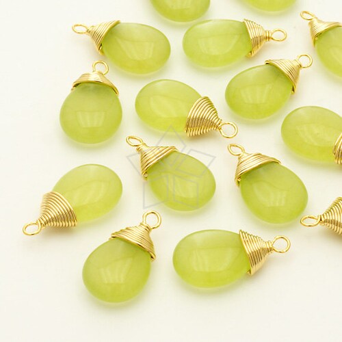 GS-116-GD / 2 Pcs Cute Jade Wire Wrapped Smooth Drop light - Etsy