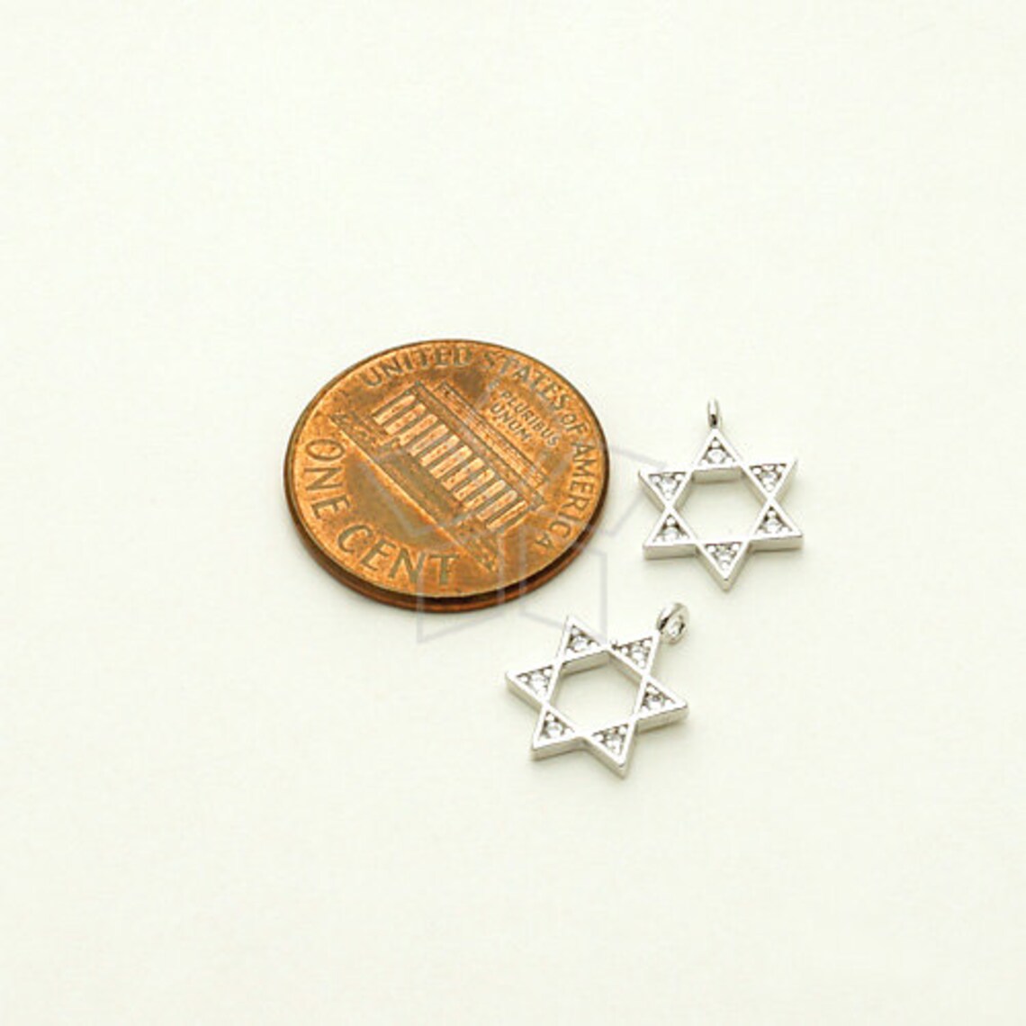 PD-796-OR / 2 Pcs - Little Star of David CZ Charm Pendant, Silver ...