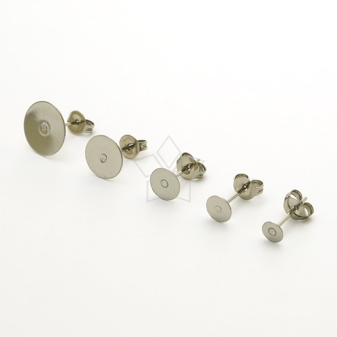 SG85 / 10 Pcs - Stainless Steel Blank Flat Pad Earring Stud Base ...