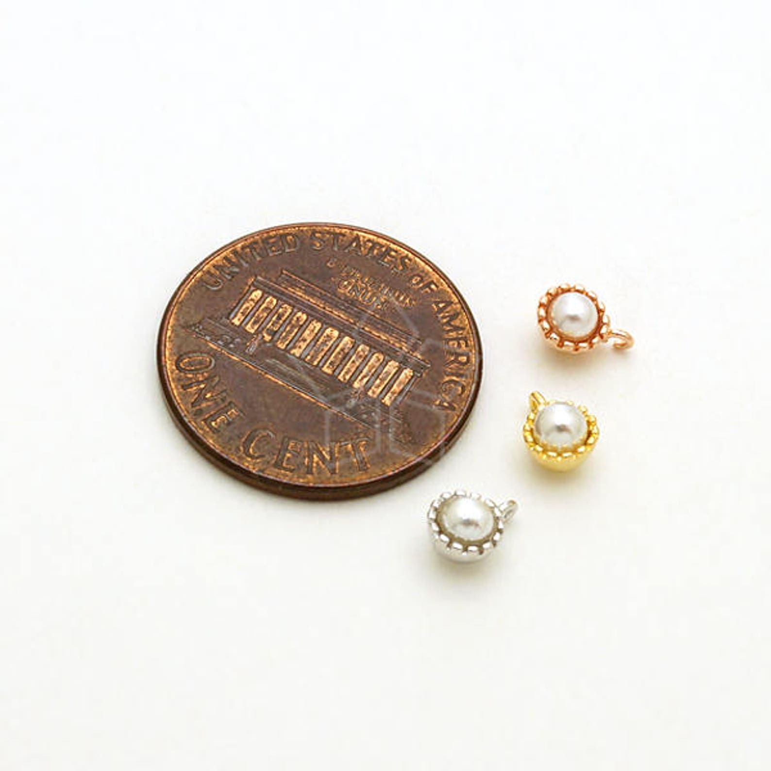 PD-2589-RG / 4 Pcs Tiny 3mm White Pearl Bezel Setting - Etsy