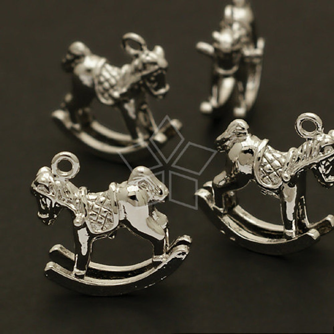 PD-051-OR / 2 Pcs - Rocking Horse Charms, Horse Toy Pendant, Silver ...