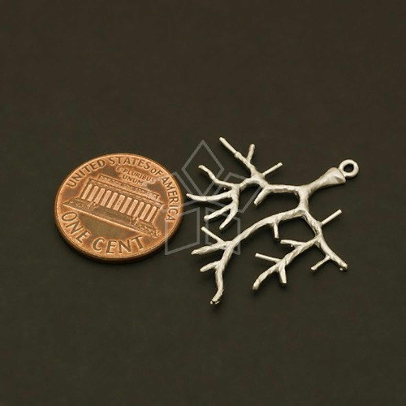 AC-375-MS / 2 Pcs - Poetic Branch Pendant, Root Pendant, Matte Silver ...