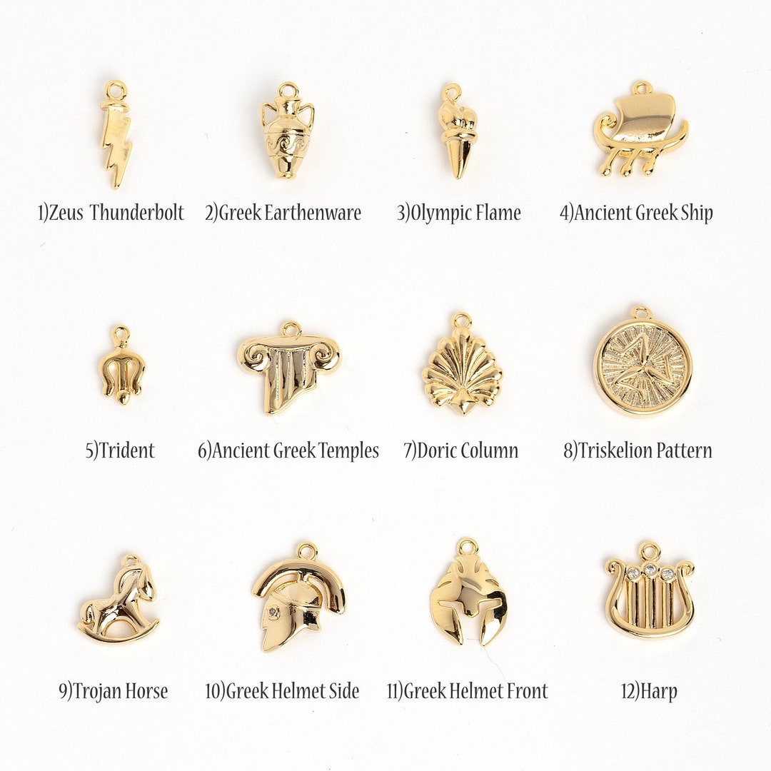 PD-2228-GD / 2 Pcs - Ancient Greek Motif Charms, Gold 12 Styles Antique ...