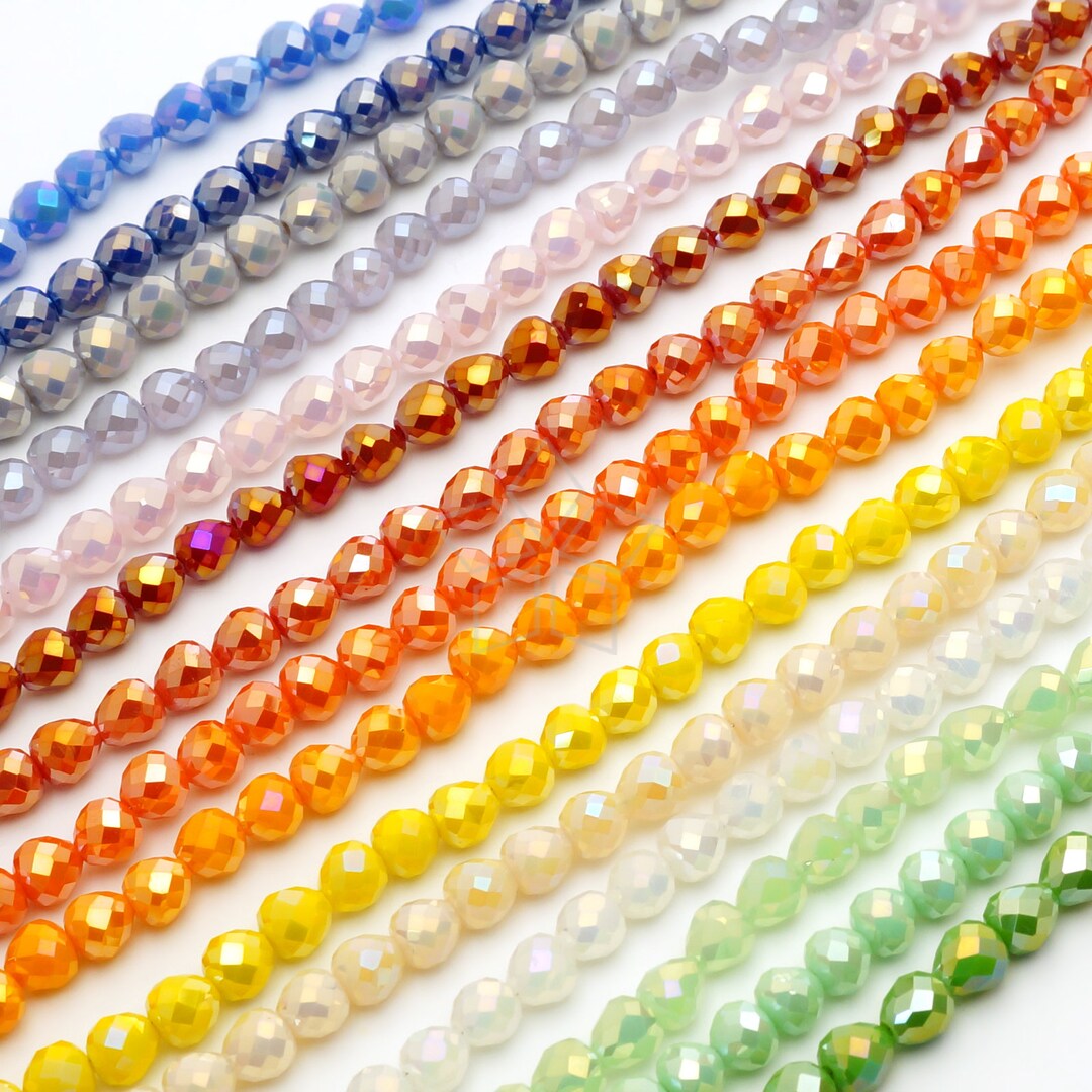 CRT27 / 20 Pcs - 6mm Fruit Cut Crystal Beads, Faceted Round Crystal ...