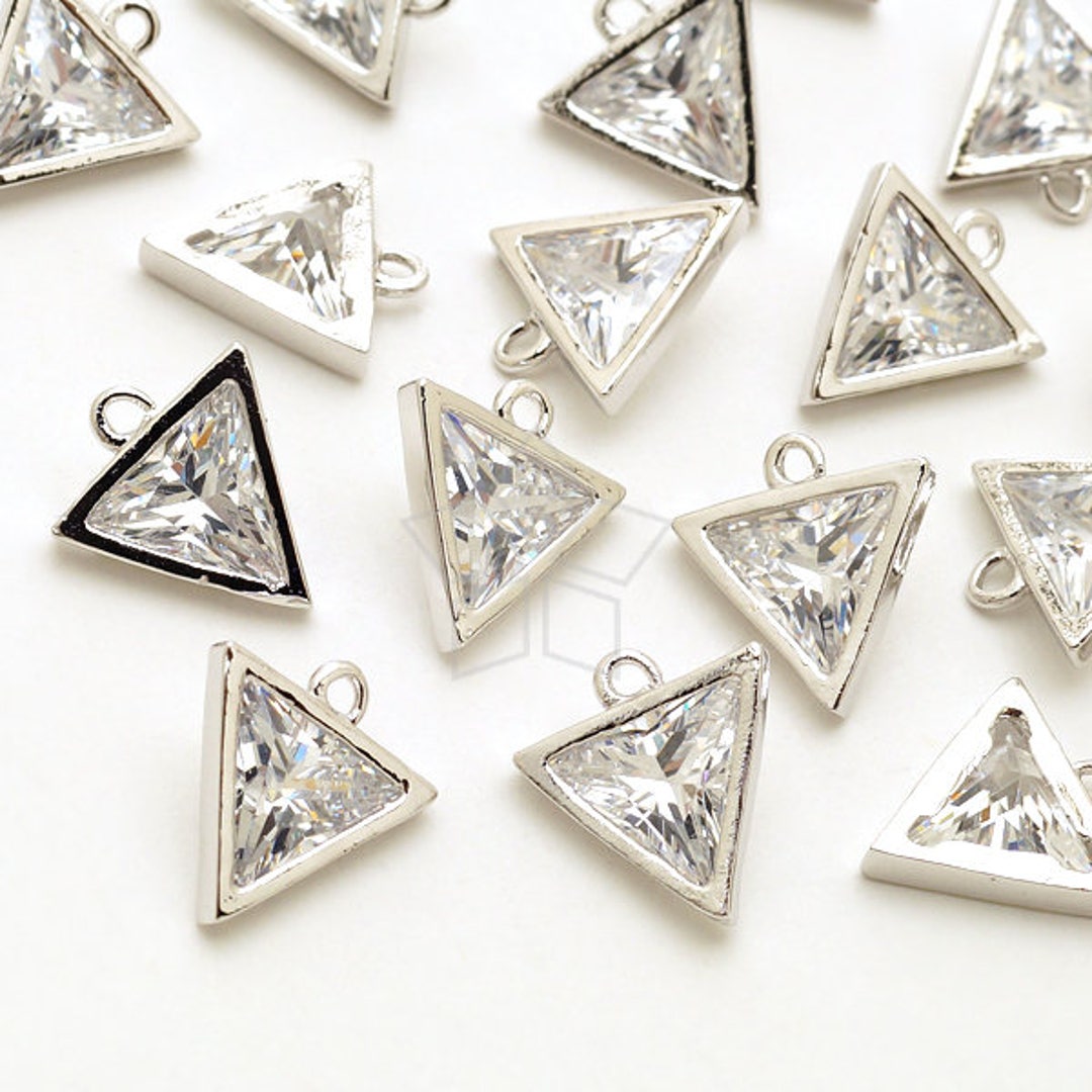 PD-2162-OR / 2 Pcs - Solitaire Inverted Triangle Cubic Zirconia in ...