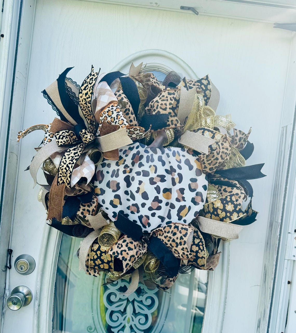 Leopard Print Pumpkin Wreath – Animal Print Fall Door Decor - Etsy