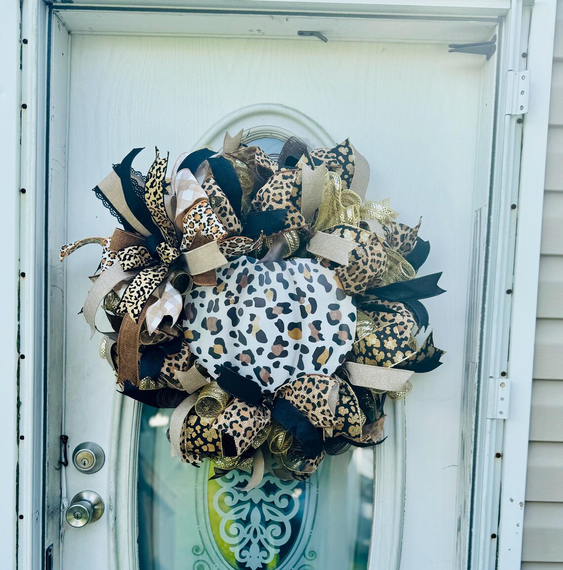 Leopard Print Pumpkin Wreath – Animal Print Fall Door Decor - Etsy