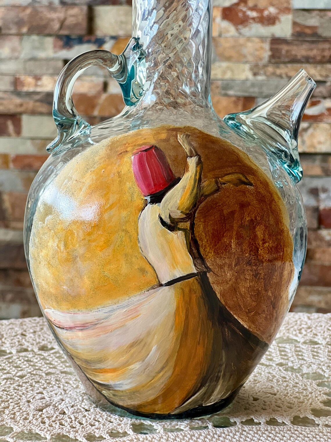 1.5L Handpainted Whirling Dervish Glass Water Jug | Lebaneae Water Jug ...