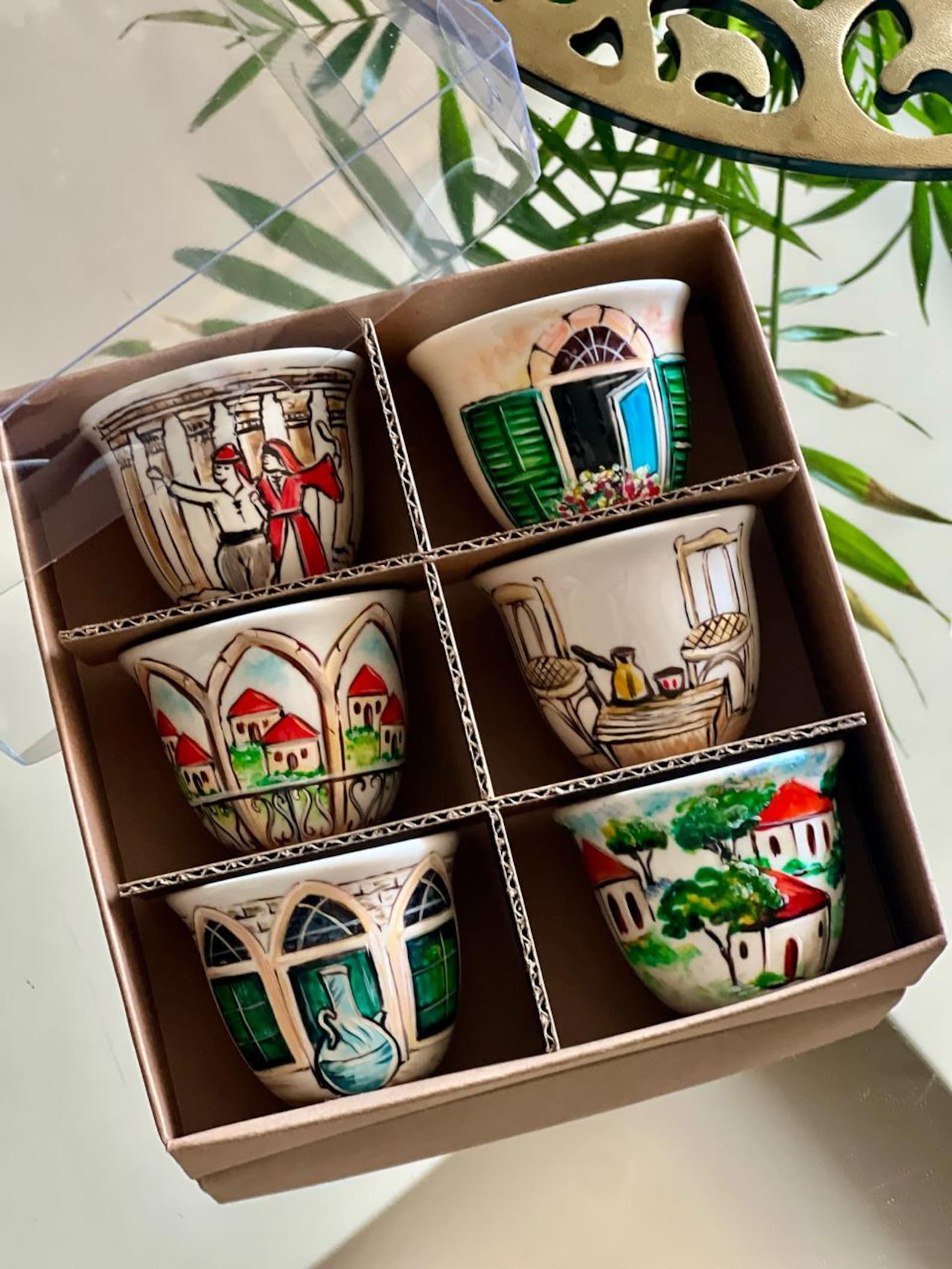 Set of 6 Hand-painted Lebanese Coffee Cups | Arabic Coffee Cups Set ...