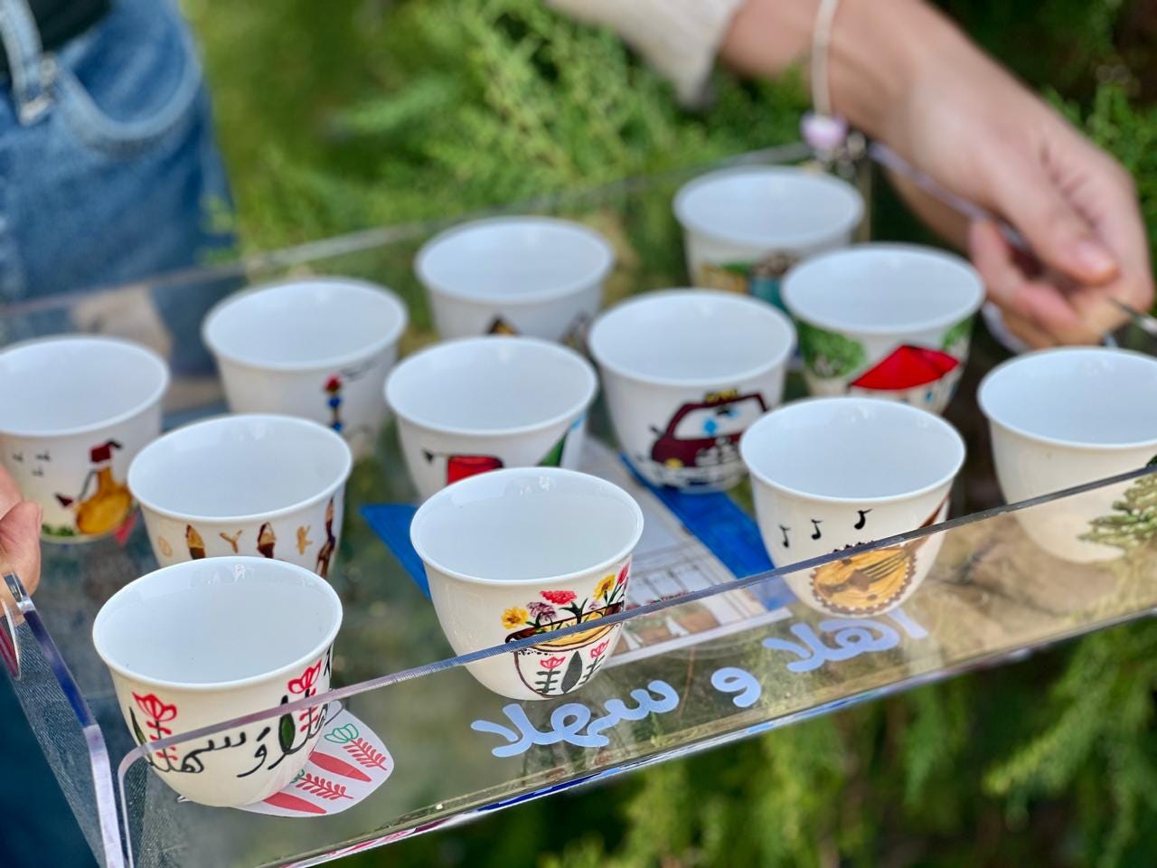 Set of 12 Hand-painted Lebanese Coffee Cups | Lebanese Cultural Icons ...