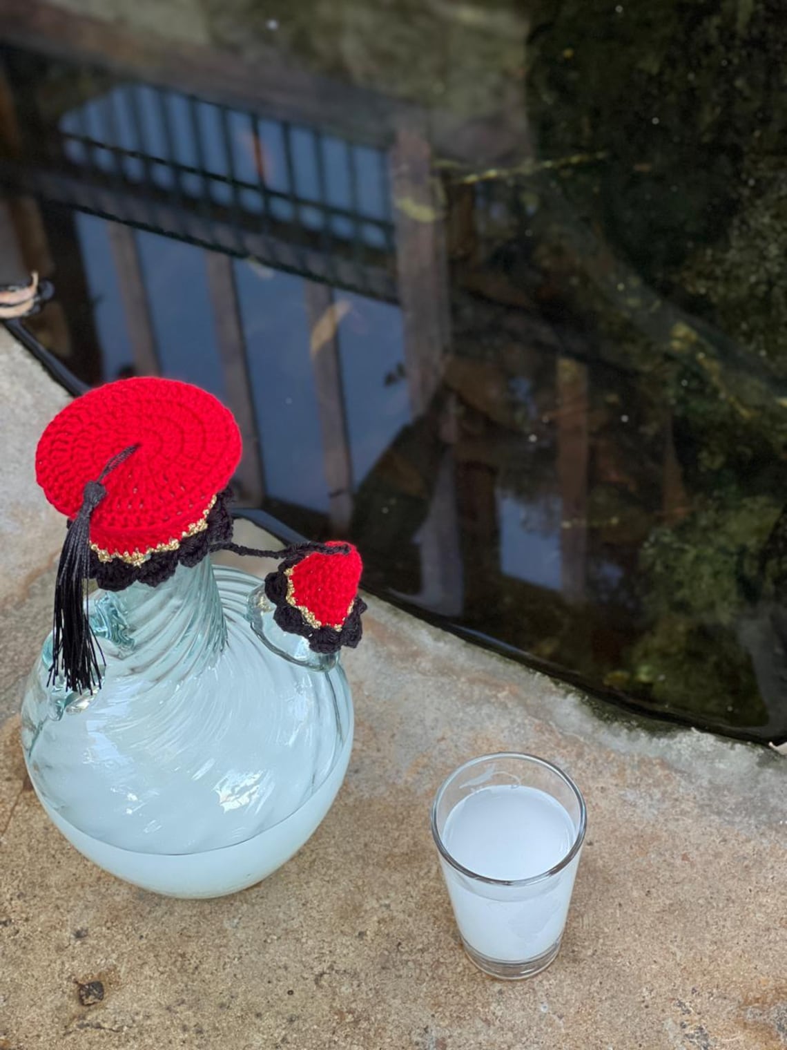 Set of 800ml Glass Ibrik With Six Traditional Arak Glass Cups ...