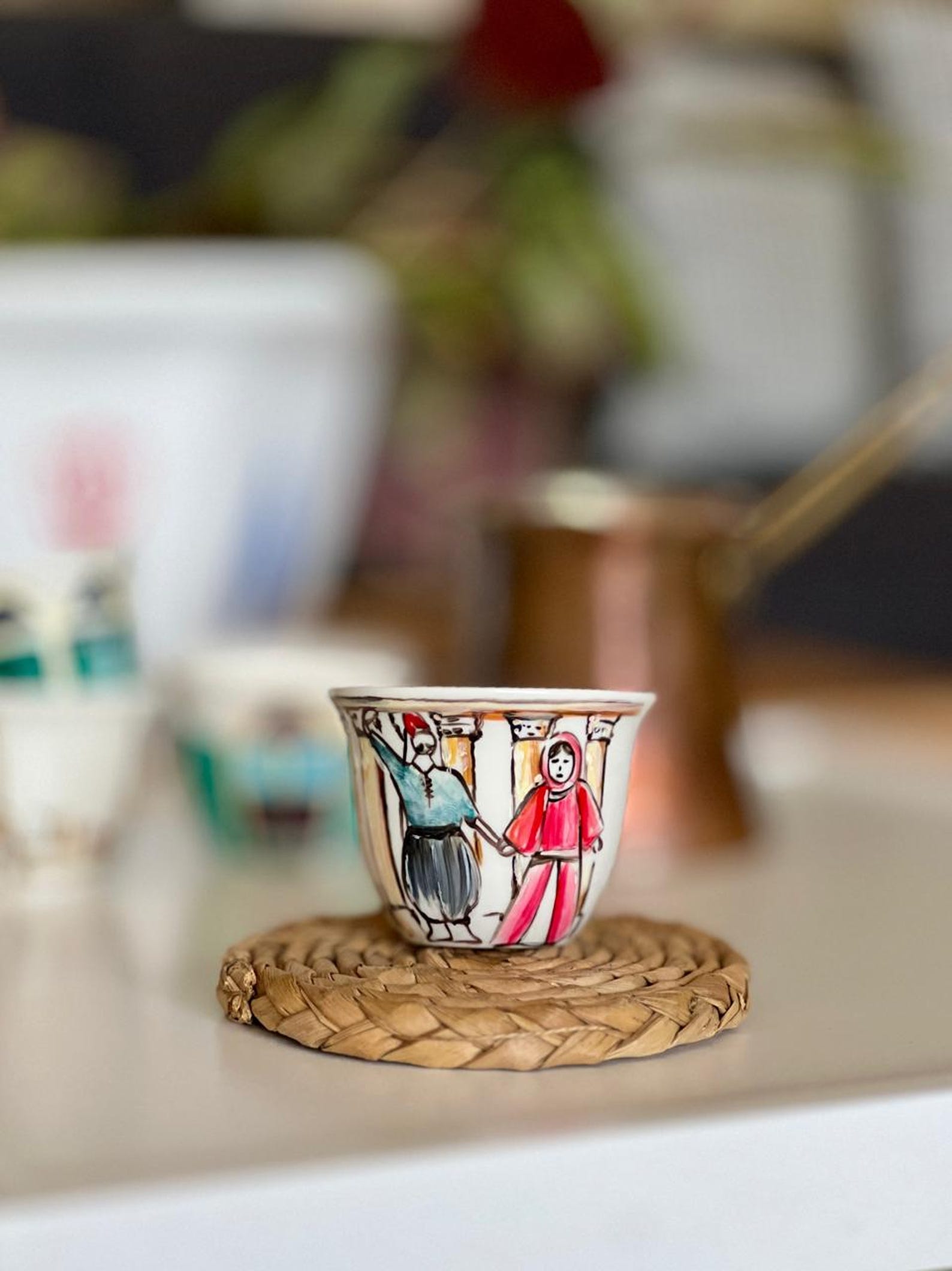 Set of 6 Hand-painted Lebanese Coffee Cups | Arabic Coffee Cups Set ...